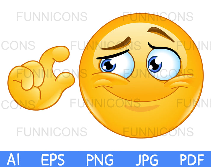 Smiling Emoji Gesturing a Small Measurement, it is too Small, Vector.