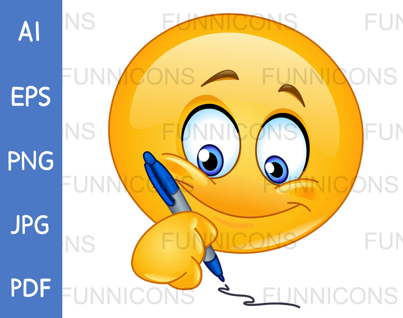 Emoji Writing, Drawing or Signing with a Pen, Vector clipart stock.