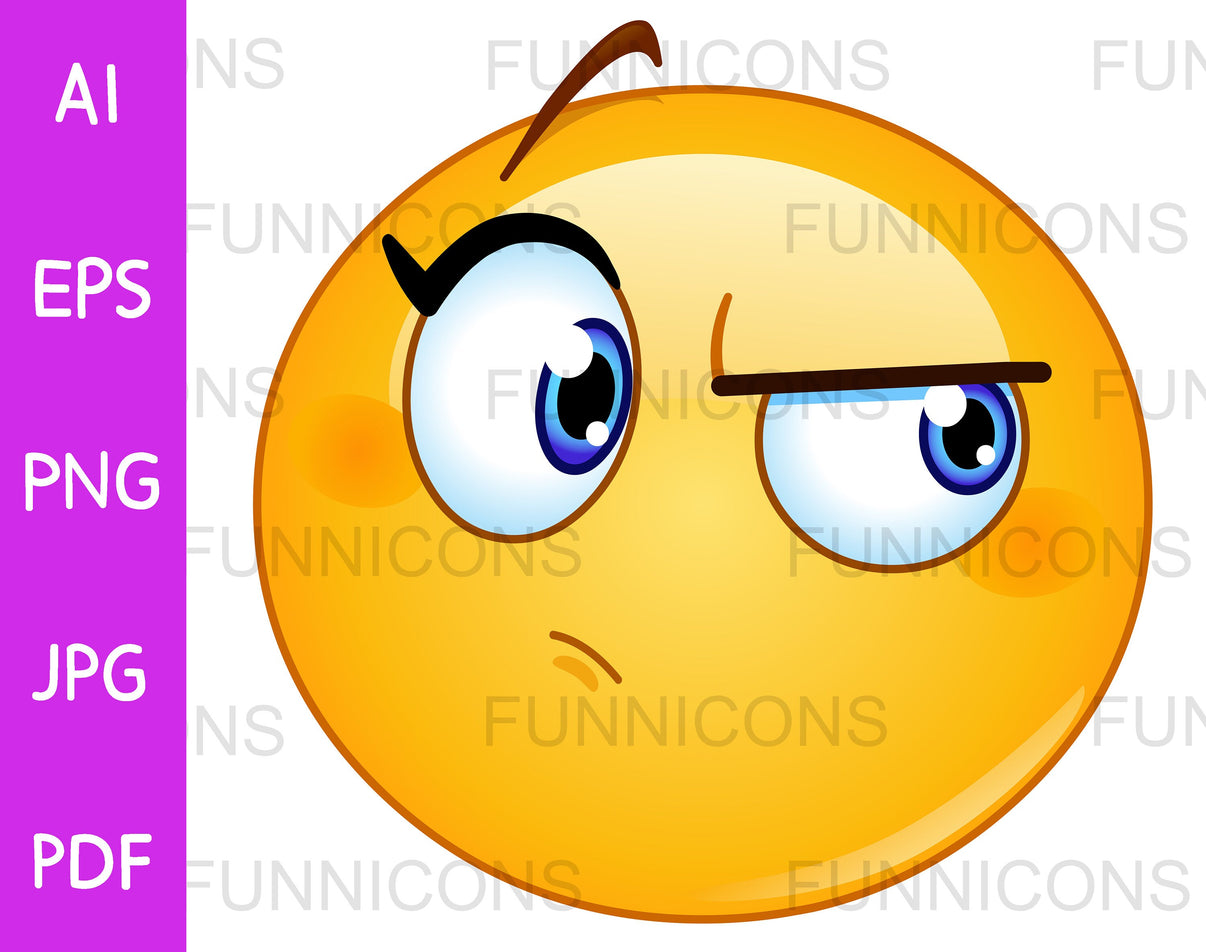 Female Emoji Suspecting Something, Vector clipart stock cartoon image.