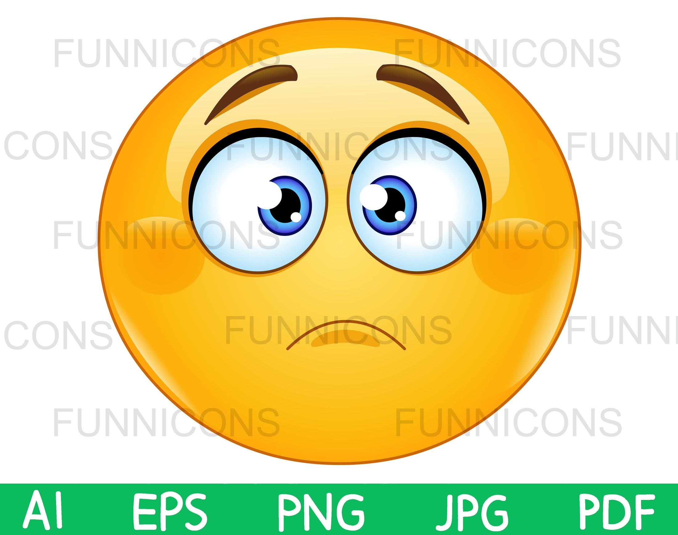 Sad Emoji, Slightly Frowning, Vector clipart stock cartoon image.
