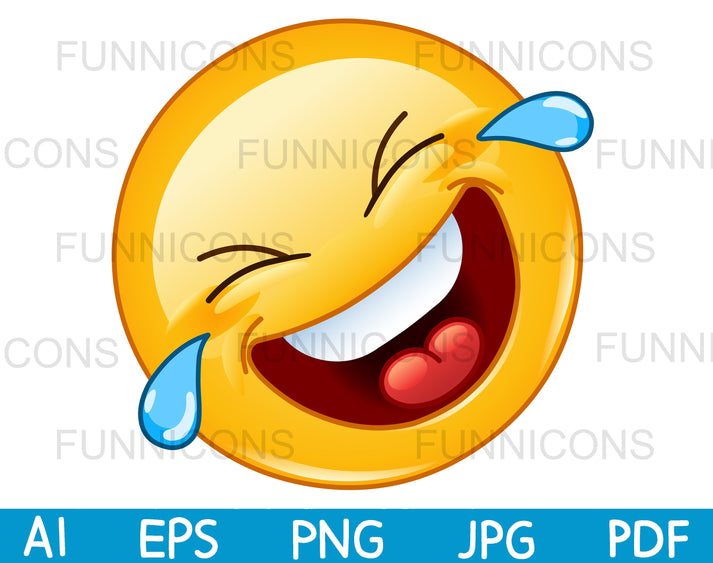 Laughing with Tears Emoji Rolling on the Floor ROFL, Vector clipart.