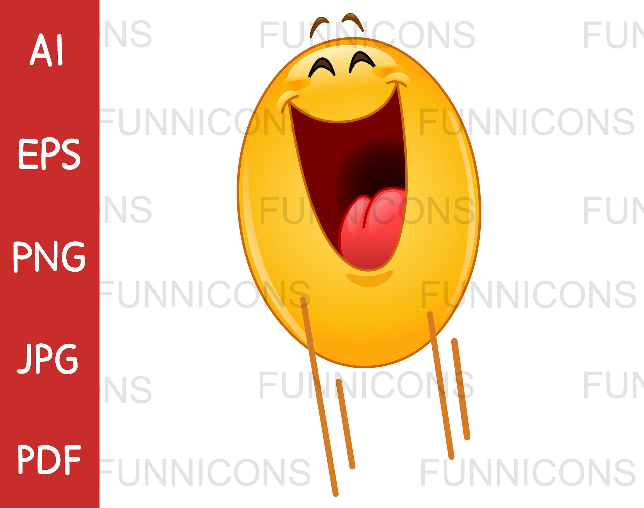 Happy Emoji Jumping in the Air, Vector clipart stock cartoon image.