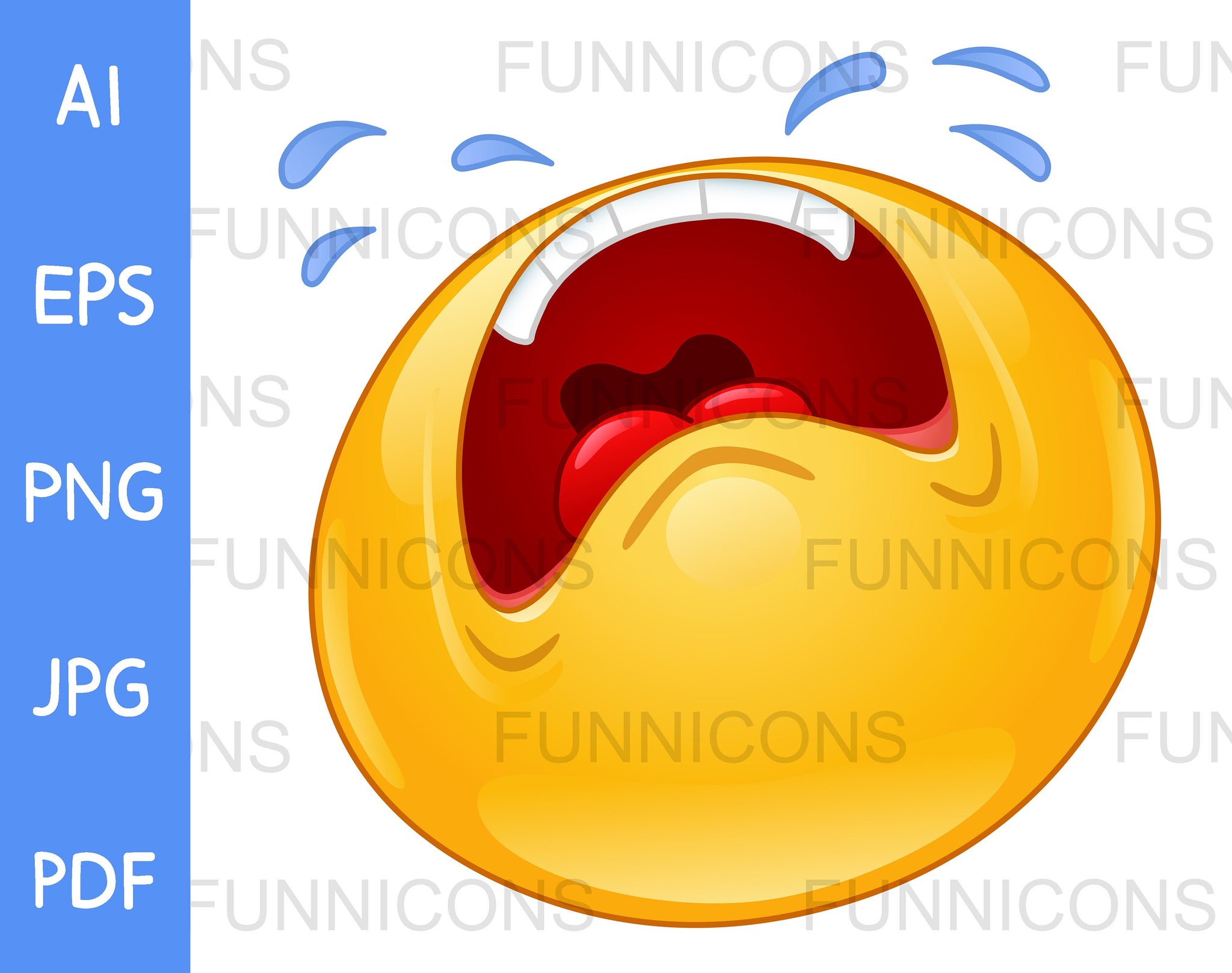 Emoji Crying out Loud, Wailing, Vector clipart stock cartoon image.