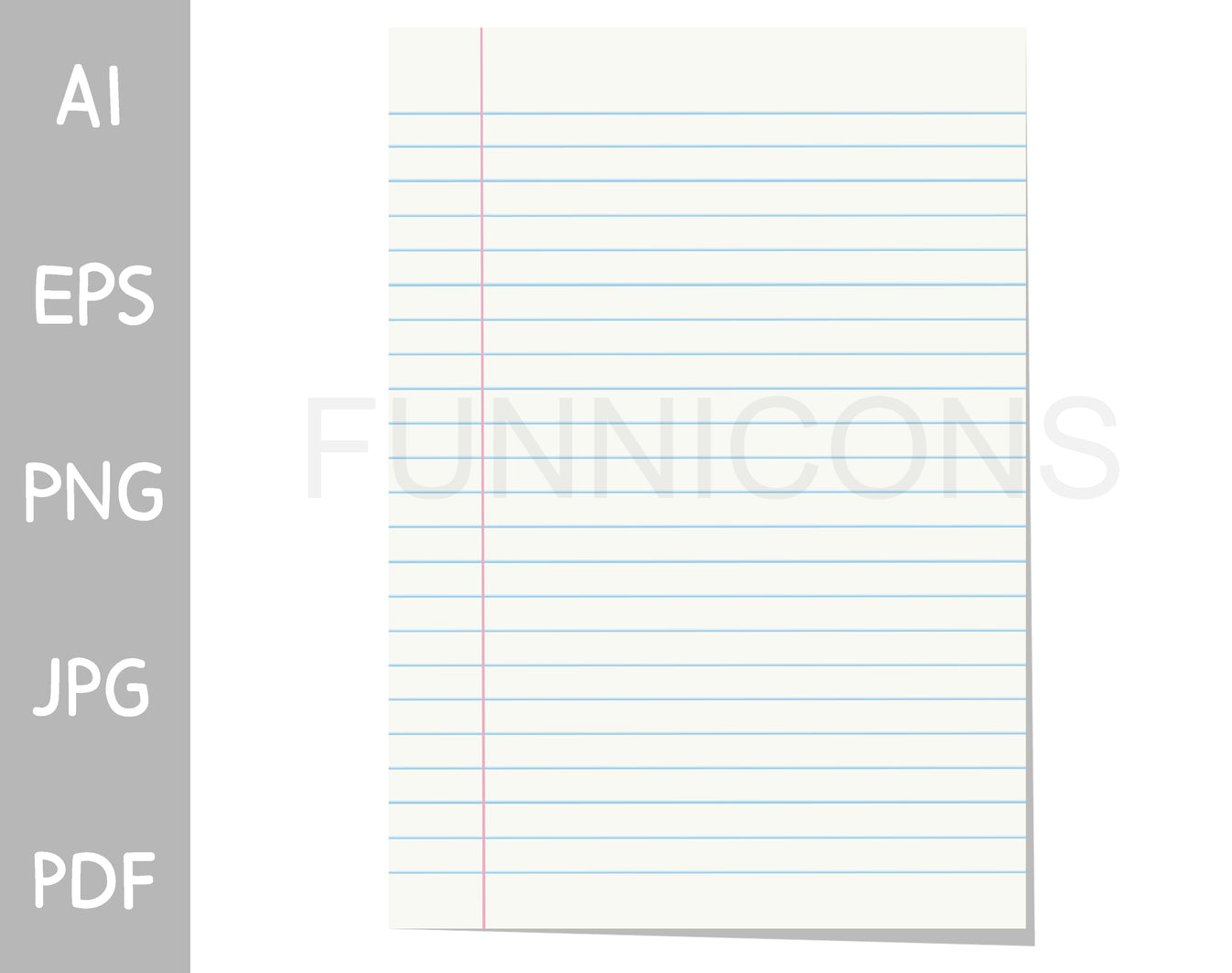 Ruled Notebook Paper, Vector clipart stock image.