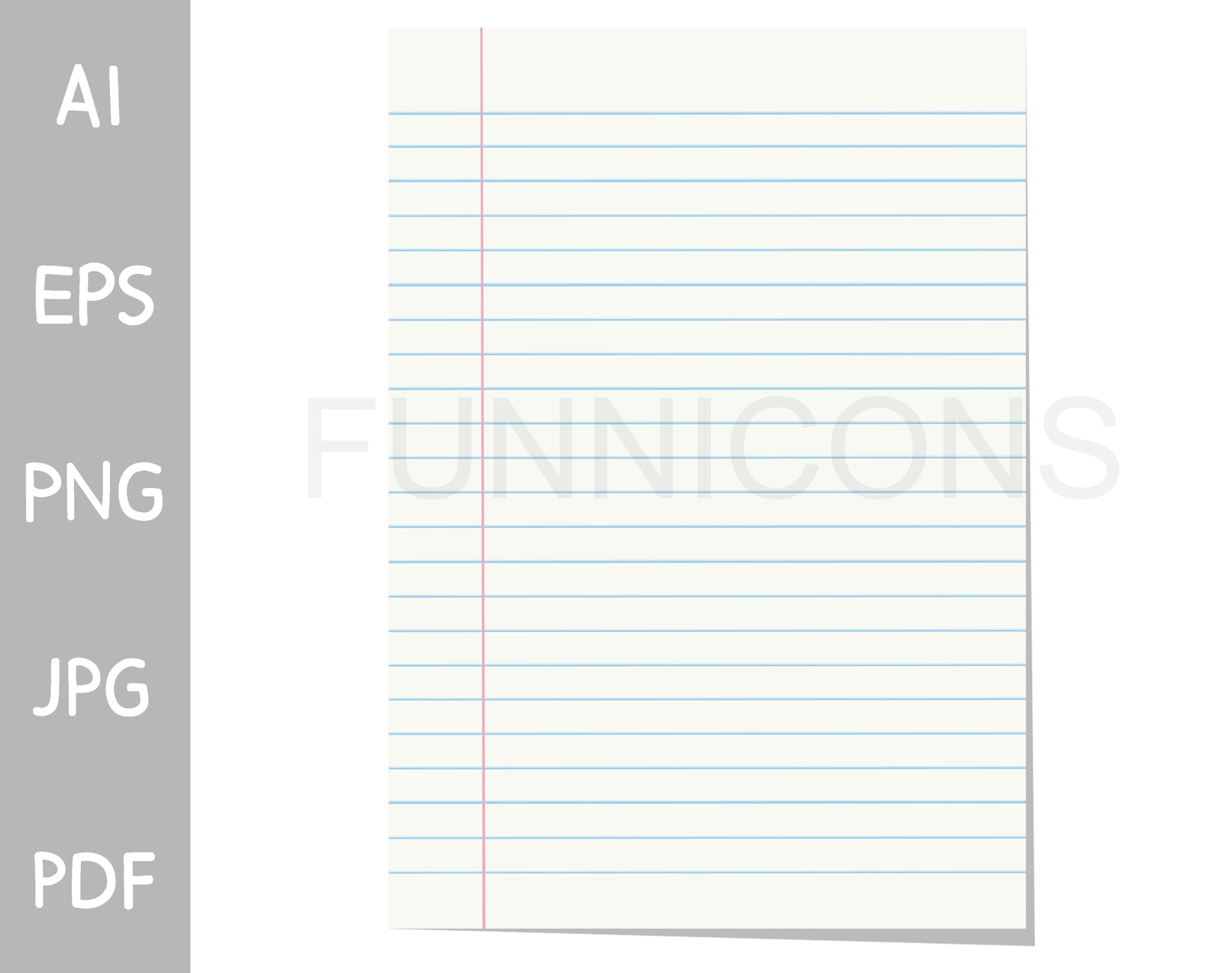 Ruled Notebook Paper, Vector clipart stock image.