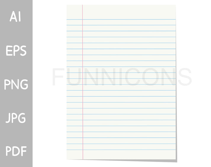 Ruled Notebook Paper, Vector clipart stock image.
